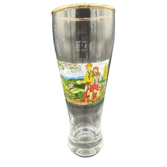 Vintage | Dining | German Beer Glass Octoberfest Gold Rim Tall Pilsner ...